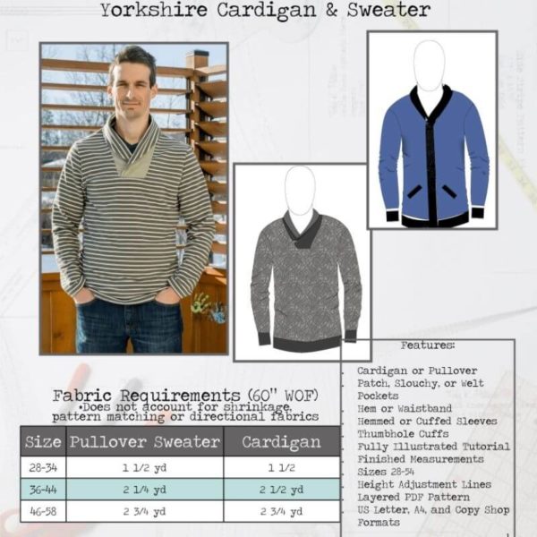 Yorkshire Cardigan and Pullover (Toby K Patterns) - Sew PDF