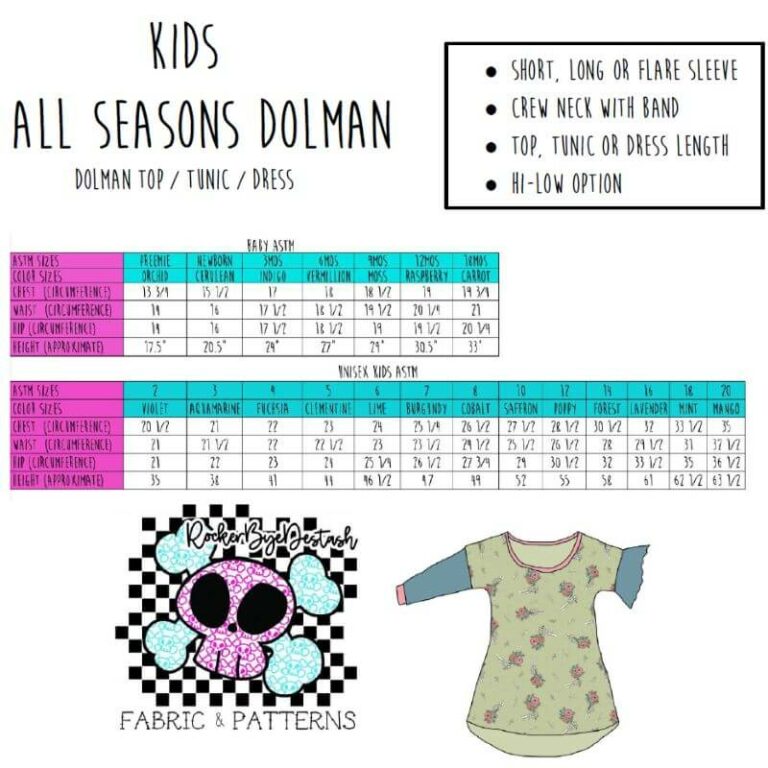 All Seasons Dolman (Kids) (RockerByeDestash Patterns) - Sew PDF
