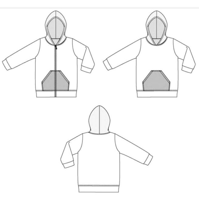 Basic Hoodie for Kids (Buttons and Blueprints) - Sew PDF